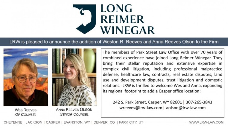 Weston W. Reeves and Anna Reeves Olson Join LRW | Long Reimer Winegar LLP